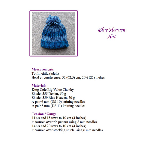 Ravelry: Blue Heaven Hat pattern by Esther Kate