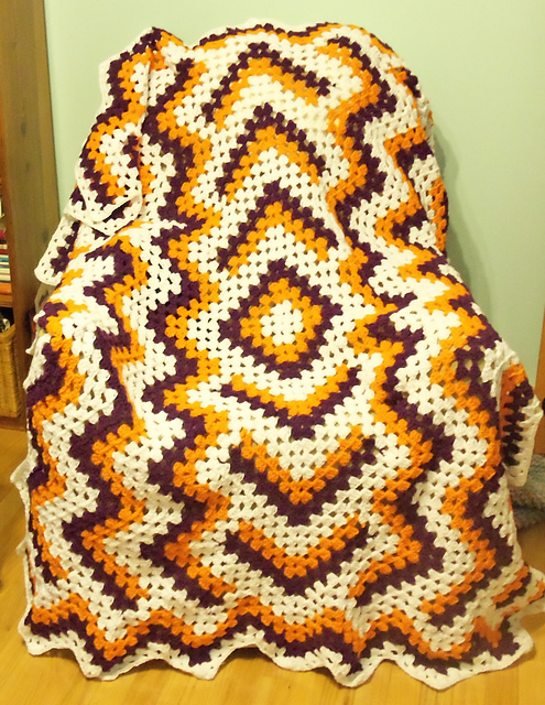Ravelry: eulalieknight's Clemson colors Drop in the Pond Couch Afghan