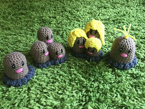Ravelry: Diglett Evolutions Pack pattern by Jenni Frencham