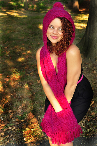 Ravelry: Trifecta Cable Knit Hooded Scarf with Pockets pattern by ...