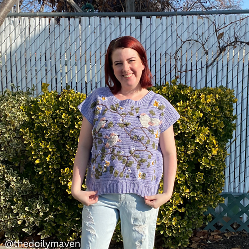 Ravelry: Maud Lewis' Yellow Birds Crochet Sweater pattern by Grace Tompkins