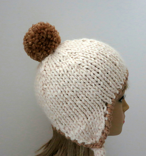 Ravelry: Snowball Hat with Plump Ties pattern by Grace Rose