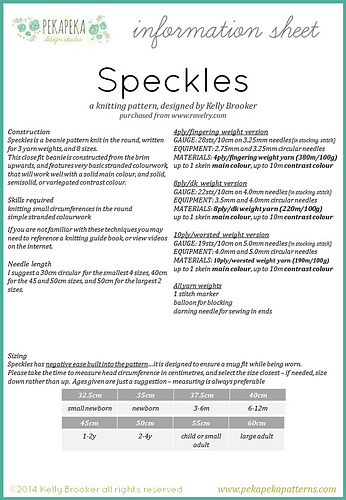 Ravelry: Speckles pattern by Kelly van Niekerk