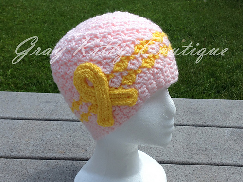 Ravelry: Ellie's Childhood Cancer Awareness Beanie pattern by Gwen Wotring