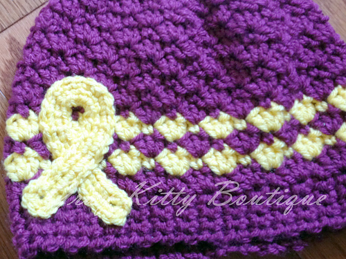 Ravelry: Ellie's Childhood Cancer Awareness Beanie pattern by Gwen Wotring