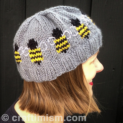 Ravelry: Bee Patterned Knit Hat pattern by Heidi Arjes