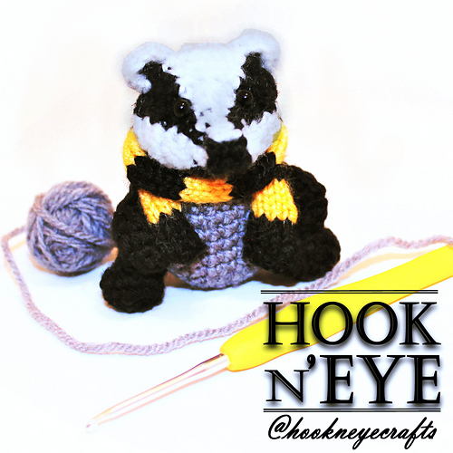 Ravelry: Amigurumi Hufflepuff Badger pattern by Claire of Hook N Eye Crafts