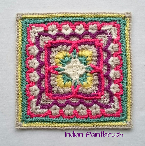 Ravelry: Indian Paintbrush 12" Square pattern by Lisa Mauser