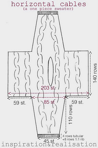 Ravelry: wrist-to-wrist horizontal cable pattern by Donatella Mestriner