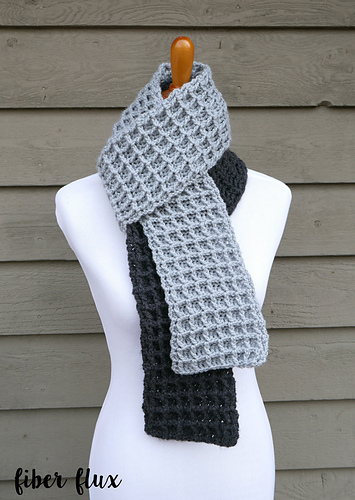 Ravelry: Two Tone Waffle Stitch Scarf pattern by Fiber Flux / Jennifer ...
