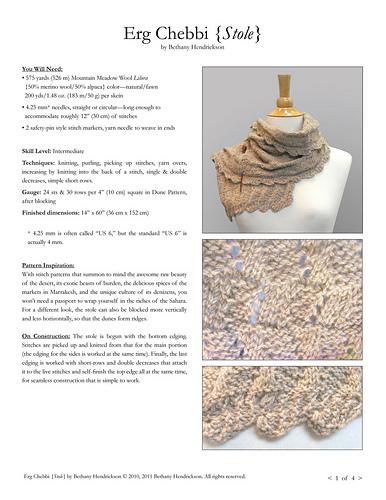 Ravelry: Erg Chebbi Stole pattern by Bethany Hendrickson