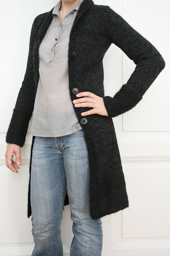 Ravelry: 110-5 a - Long, tailored jacket with belt pattern by DROPS design