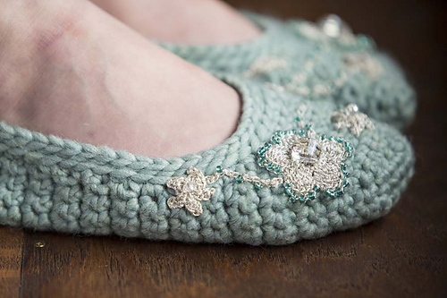 Ravelry: Glass-Beaded Slippers pattern by Brenda K. B. Anderson