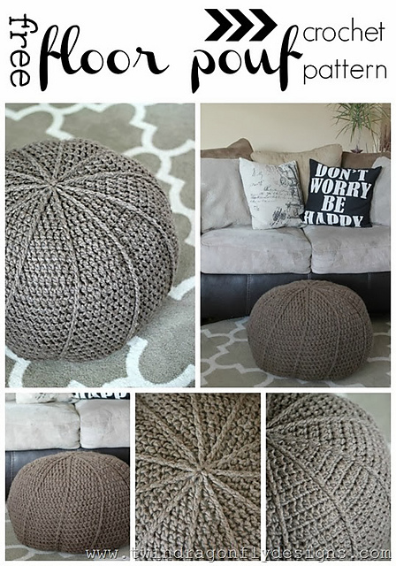 Ravelry: Crochet Floor Pouf OFFICIAL pattern by Twin Dragonfly Designs