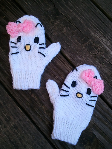 Ravelry: My Hello Kitty Mittens pattern by Jennifer Brooks Rice