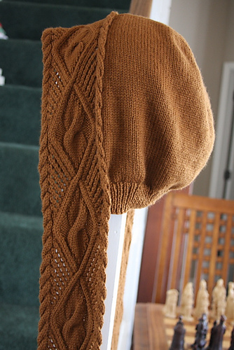 Ravelry: Lace & Cable Hooded Scarf pattern by Jenny Williams