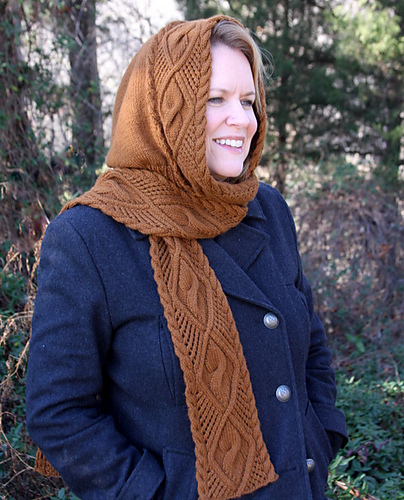 Ravelry: Lace & Cable Hooded Scarf pattern by Jenny Williams