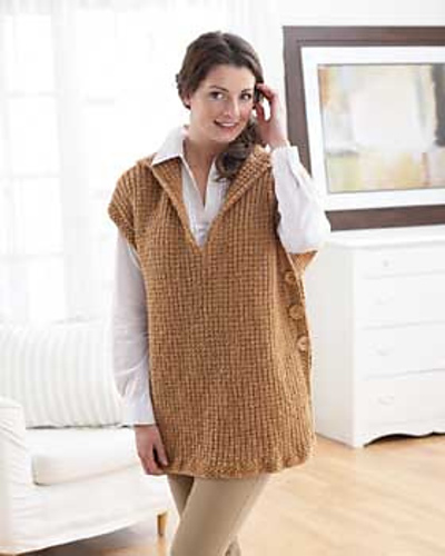Ravelry: Side Button Hooded Cape pattern by Bernat Design Studio