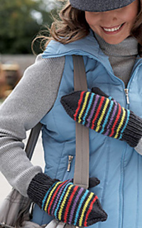 Ravelry: Four Needle Striped Mittens - Medium Worsted pattern by Patons
