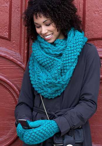 Ravelry: King Street Cowl & Mittens pattern by Bernat Design Studio