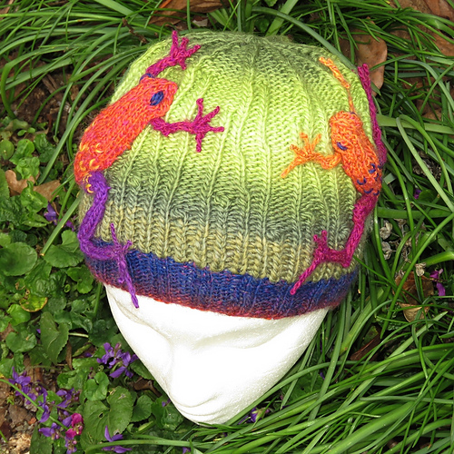 Ravelry: Frogs in the Grass Beanie pattern by Joan Rowe