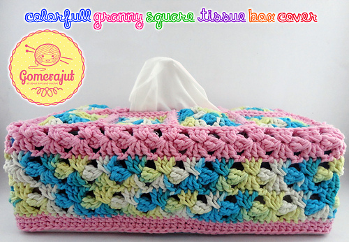 Ravelry: Colorfull Granny Square Tissue Box Cover pattern by Gomerajut