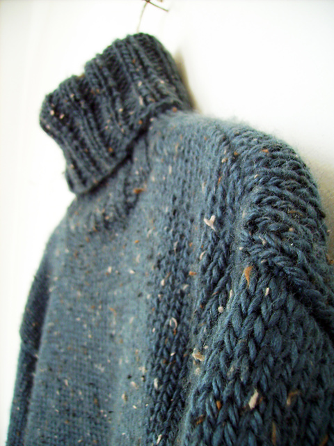 Ravelry: tweedy cowl-neck sweater pattern by Suss Cousins