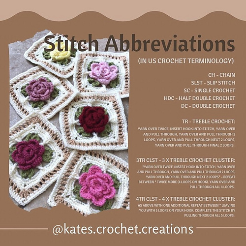Ravelry: Dainty Rose Square pattern by Katy Mitchell