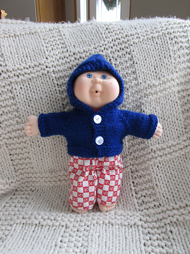 Ravelry: Hooded Sweater for a Cabbage Patch Doll pattern by Janice Helge