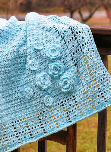 Ravelry: Blue Roses Baby Blanket pattern by Kim Guzman