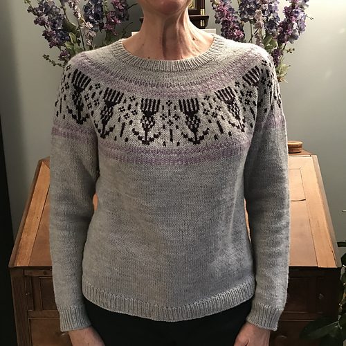 Ravelry: Regal Thistle Sweater pattern by Carolyn Holbrook