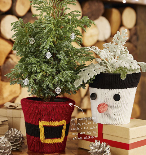 Ravelry: Santa & Snowman Festive Planters pattern by Jane Burns