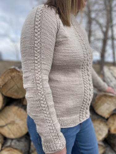 Ravelry: Adult Raglan Cable Sweater pattern by Lara Simonson