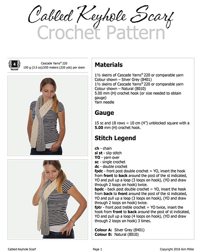 Ravelry: Cabled Keyhole Scarf pattern by Kim Miller