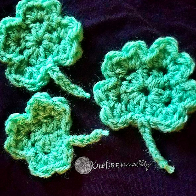 Ravelry: 2 Round Shamrock & Lucky Clover pattern by Knot Sew Scribbly