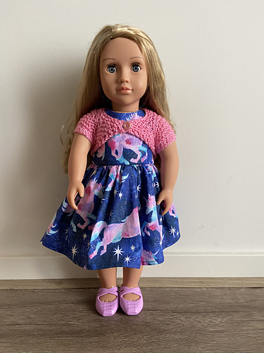 Ravelry: 18 Doll Garter Cropped Sweater pattern by Taiga Hilliard