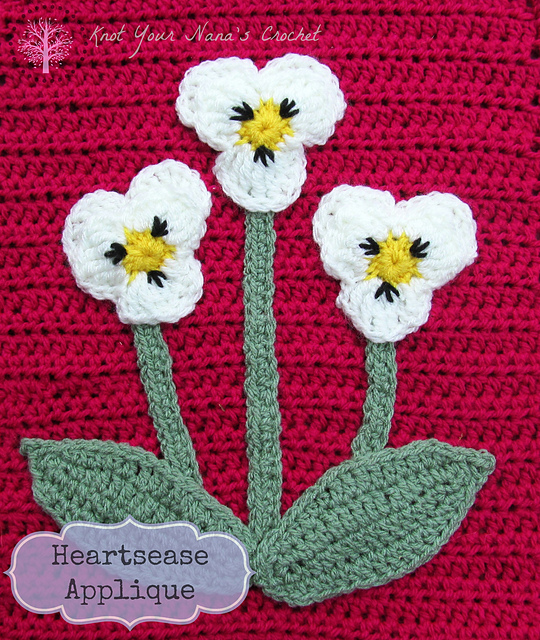 Ravelry: Heartsease (Pansy) Applique pattern by Teri Heathcote