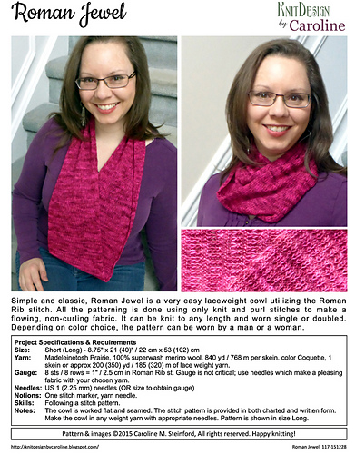 Ravelry: Roman Jewel Cowl pattern by Caroline Steinford