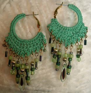 Ravelry: lebb's Green hoop earrings