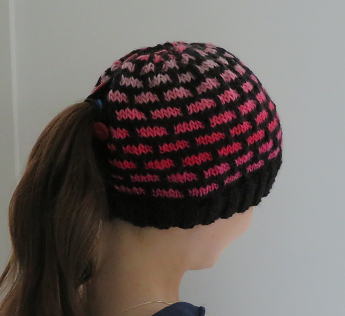 Ravelry: Ombre Bricks Ponytail Hat pattern by Lena Mathisson