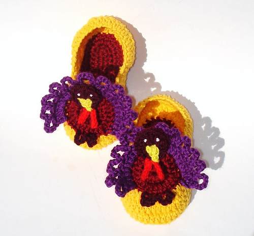 Ravelry: Turkey Thanksgiving booties pattern by Liana Graham