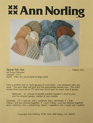 Ravelry: Ann Norling Pattern #54, Spiral Rib Hat - patterns