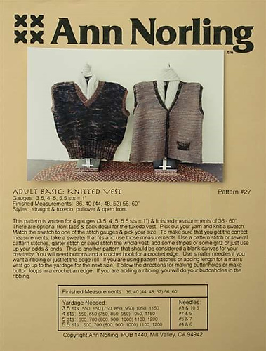 Ravelry: Ann Norling #27, Adult Basic Knitted Vest - patterns