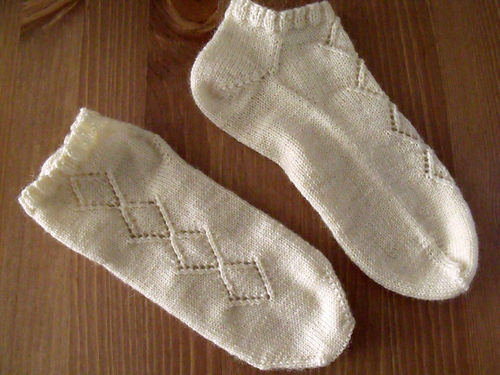 Ravelry: Diamond Lace Socklets pattern by Liz G
