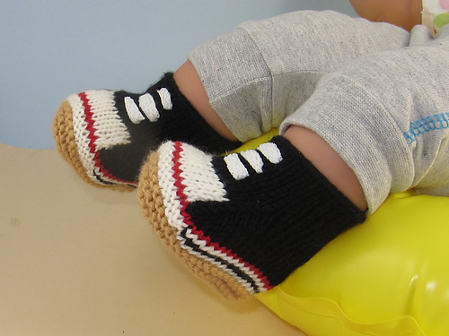 Ravelry: Baby Retro Baseball Boots Booties pattern by Christine Grant