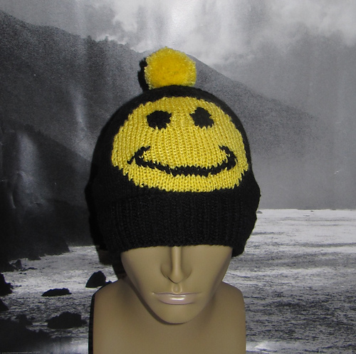 Ravelry: Smiley Bobble Beanie smile Pom Pom Hat pattern by Christine Grant
