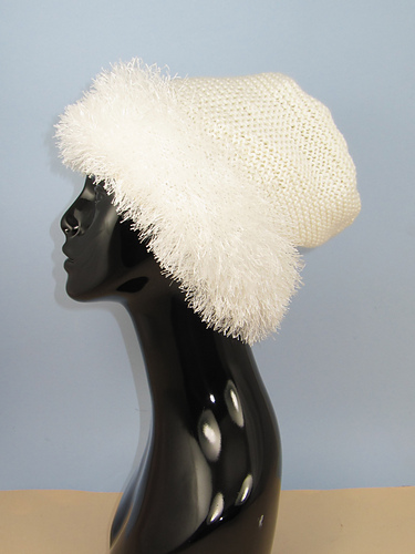 Ravelry: Faux Fun Fur Trim Garter Stitch Slouch Hat pattern by ...