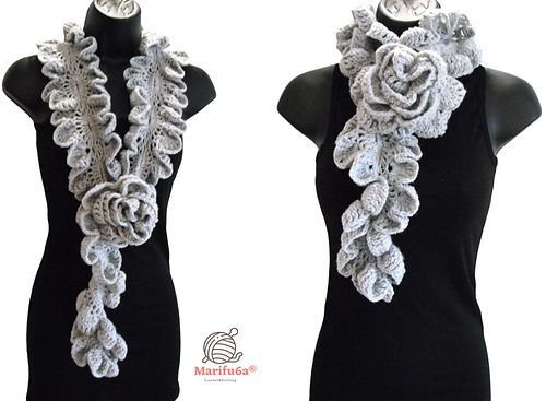 Ravelry: Ruffle Rose Scarf pattern by Marina Zvirgzdina