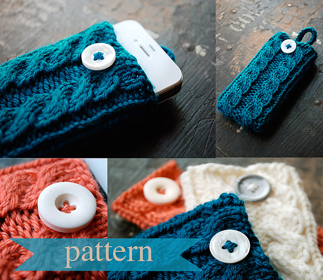 Ravelry: Cabled iPhone Case pattern by Megan Cooper