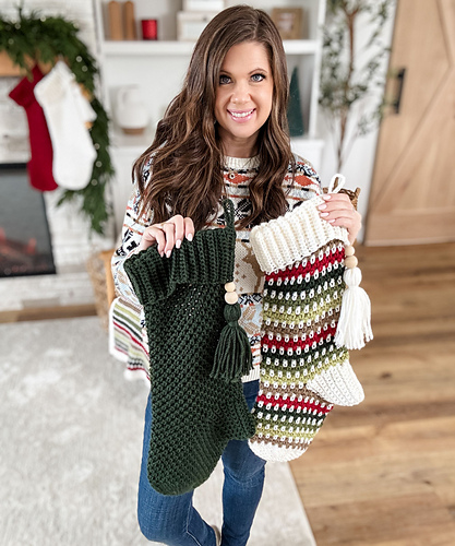 Ravelry: Holiday Weave Stocking pattern by MJ's Off The Hook Designs